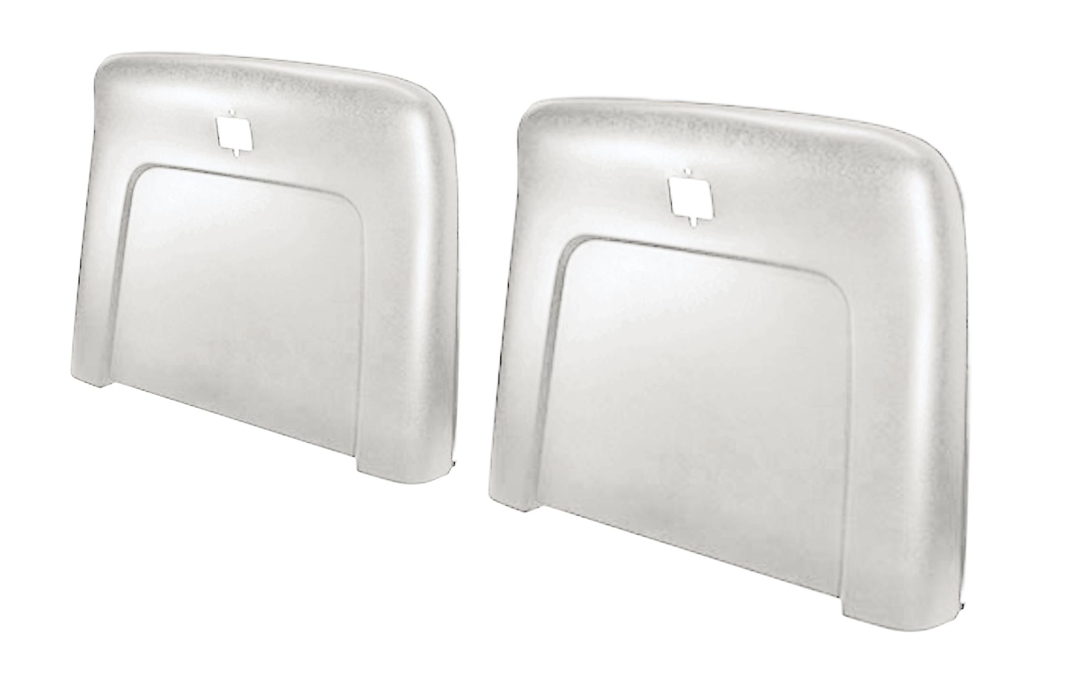 1972 BUCKET SEAT BACK PANELS, (PLASTIC ENDCAPS) (A-BODY) PAIR - WHITE ...