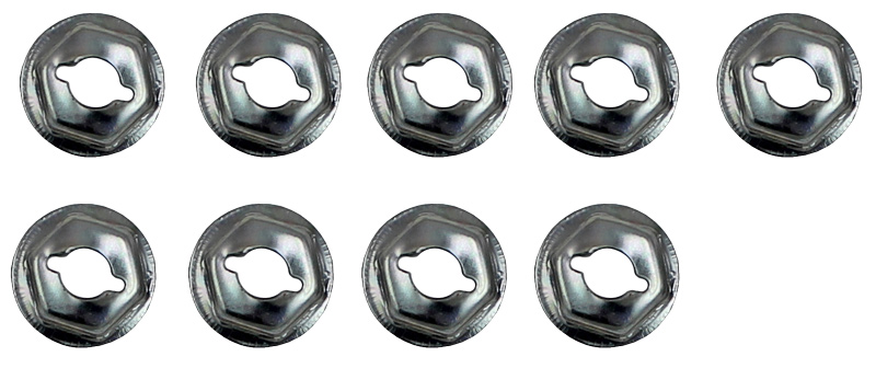 1964-67 CONSOLE TOP PLATE MOUNTING NUTS, (9) PIECES