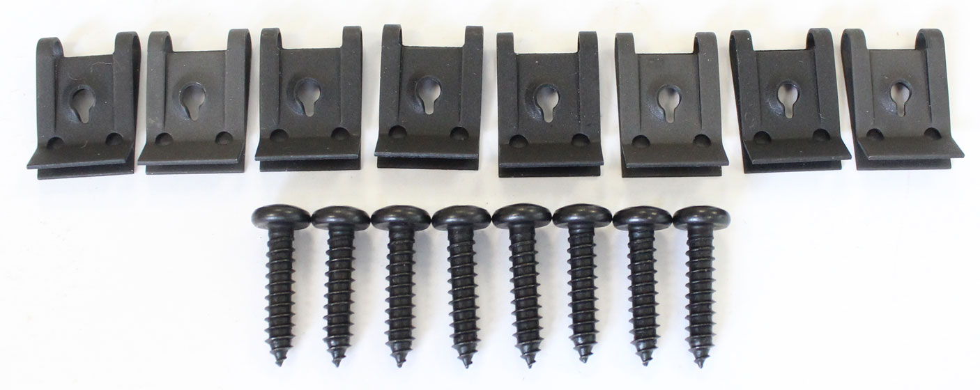 1968-69 GTO HIDEAWAY HEADLIGHT DOOR SCREW AND CLIP SET (RP)