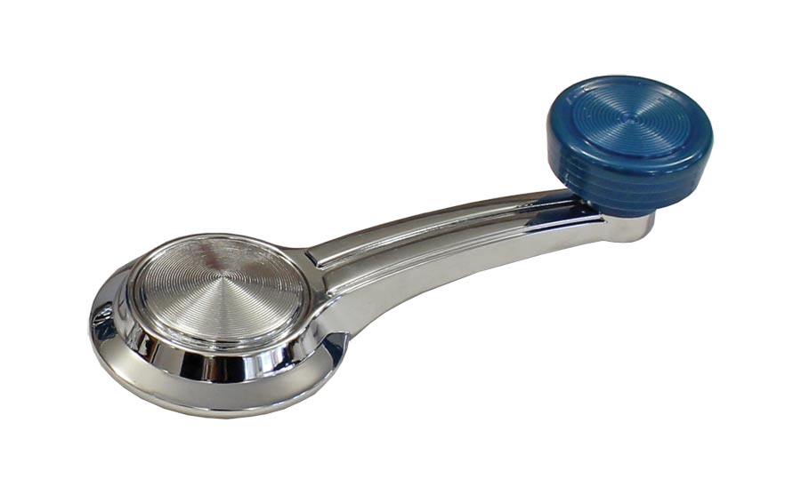 1967-68 WINDOW REGULATOR HANDLE, MEDIUM BLUE KNOB, LH OR RH (RE)