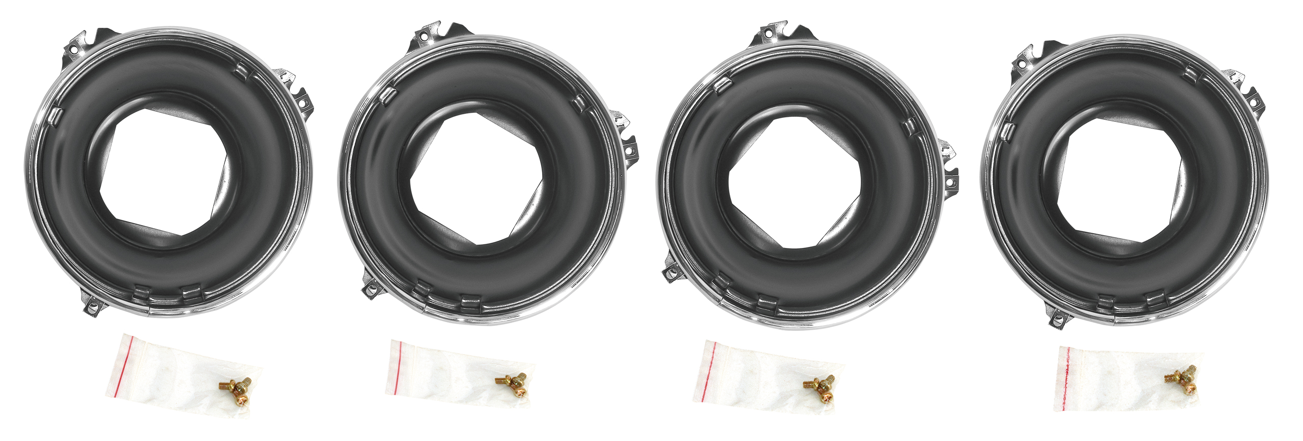 1967-69 HEADLIGHT BUCKET & RETAINING RING SET (RE)