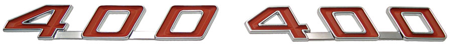1967-1969 "400" HOOD EMBLEMS, PAIR (RE)