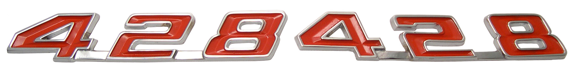 1967-1969 "428" HOOD EMBLEMS, PAIR (AP)