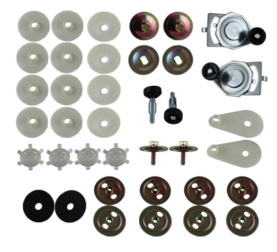 1970-81 COMPLETE DOOR GLASS ROLLER & HARDWARE KIT (RE)