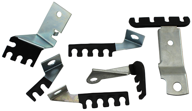 1968-1969 SPARK PLUG WIRE BRACKETS, WITHOUT AIR CONDITIONING, SET (RE)