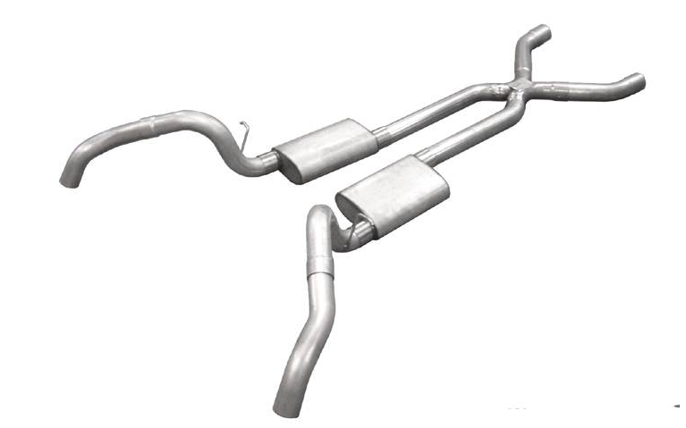 67-69 2 1/2 "1/4 EXIT" HEADER BACK "X"PIPE SYST. W/RACE PRO MUFFLERS ...