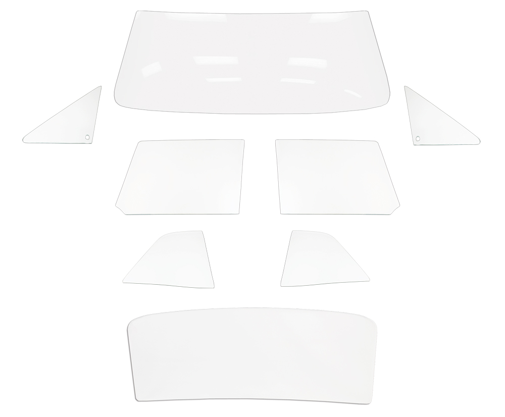 1966-67 COMPLETE GLASS KIT, CLEAR, SEDAN (RE)
