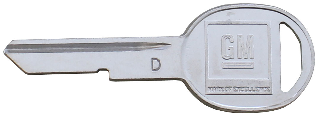 1968 DECK LID KEY BLANK, OVAL HEAD (D) (RP)