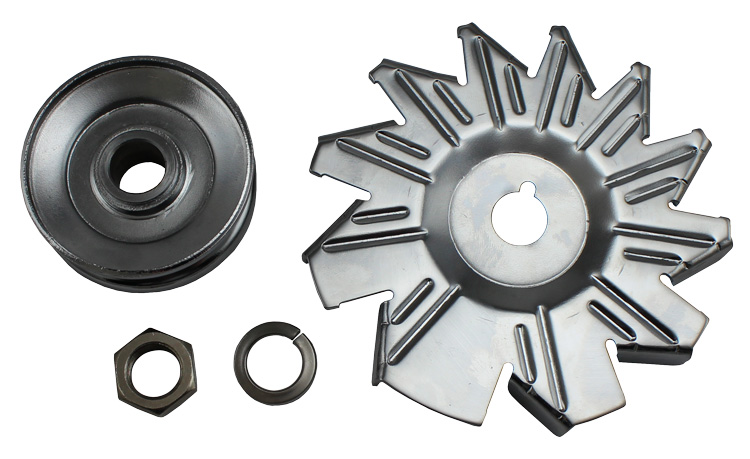 1967-81 ALTERNATOR FAN AND PULLEY KIT, CHROME, PLEASE CLICK ON DETAILS (AP)