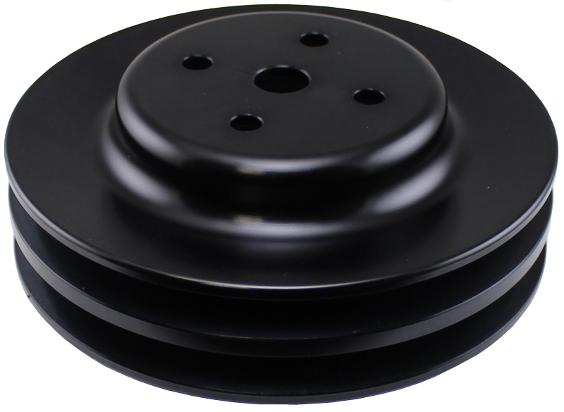 1965-68 WATER PUMP PULLEY V8,WITH P.S.& AC, BLACK (AP)