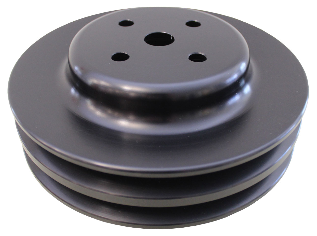 1965-68 WATER PUMP PULLEY V8,WITH P.S.& AC, BLACK (AP)