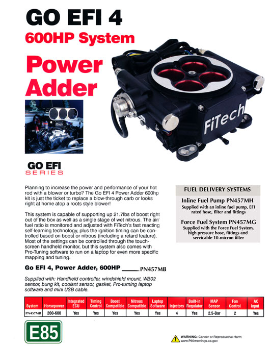 BASIC 4 INJECTOR 250HP-600HP EFI POWER ADDER SYSTEM,MATTE BLACK (AP)