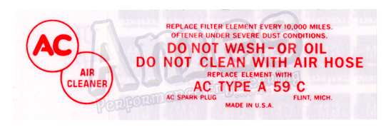 58 TRI-POWER AIR CLNR DECAL