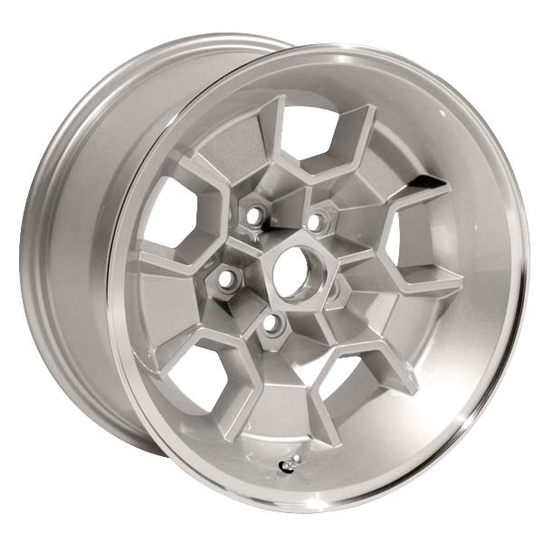 71-76 17" X 9" RETRO HONEY COMB SILVER WHEELS