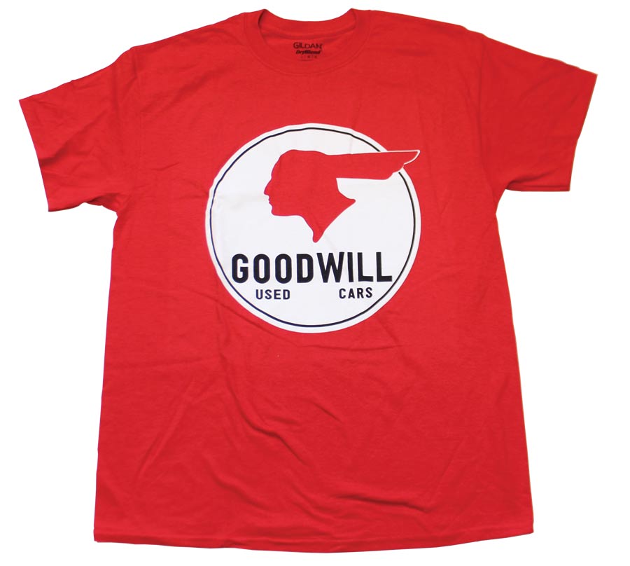 GOODWILL USED CARS LOGO T-SHIRT, RED, LARGE