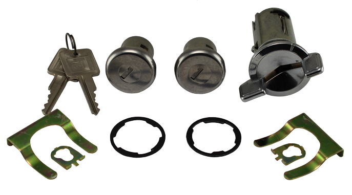 1971 CONCOURS CORRECT DOOR & IGNITION LOCK SET WITH "A" GROOVE KEYS (RE)