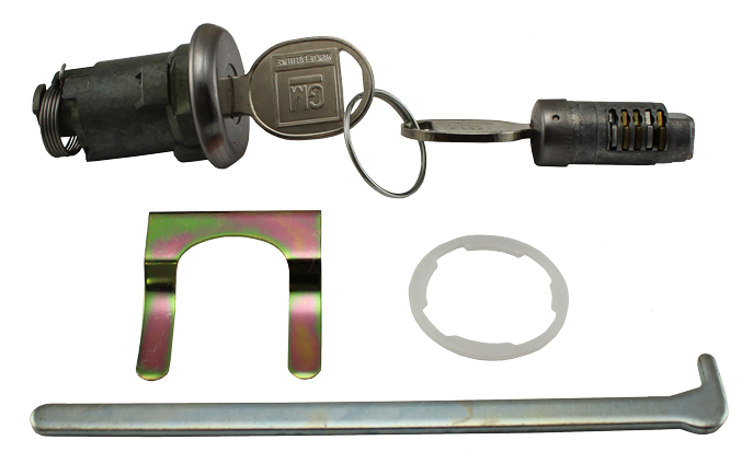 1969 GLOVE BOX AND DECK LID LOCK SET WITH 2 KEYS. (RE)