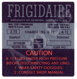 1966 AIR CONDITIONER COMPRESSOR LABEL (RE)