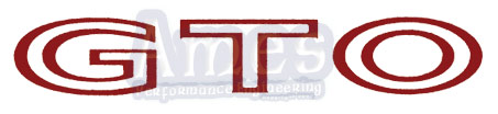 1970-1973 RED GTO DECAL-SMALL. (RE)